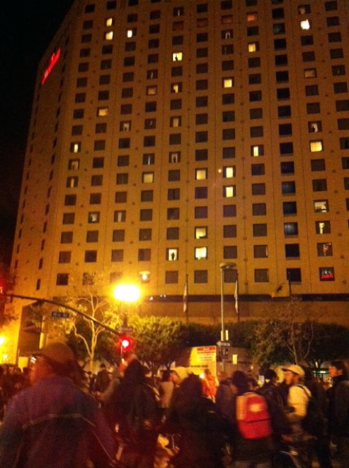 Late-night Occupy Oakland crowd marches jubilantly through city streets ...